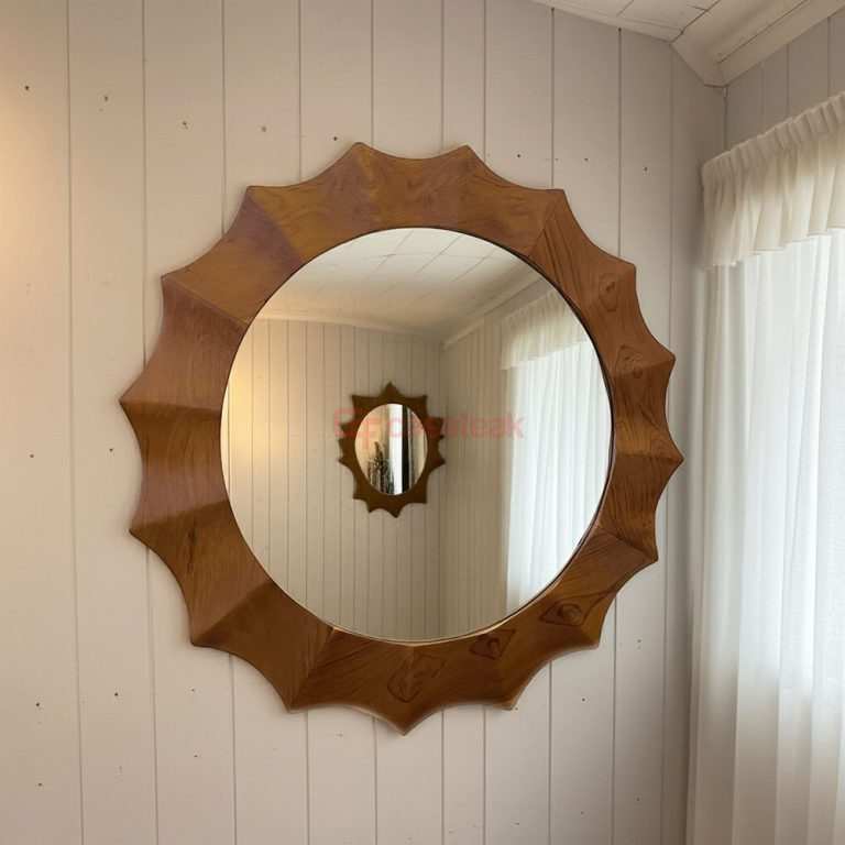 Teak Wood Round Mirror - Sunflower Handcrafted Teak Mirror.